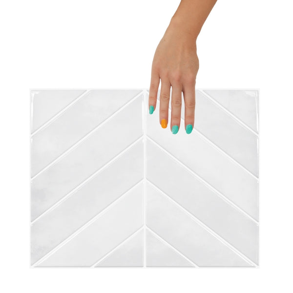 Off-White Chevron Wall Tile – White Grout | 1.2mm PU Gel | Vinyl Home