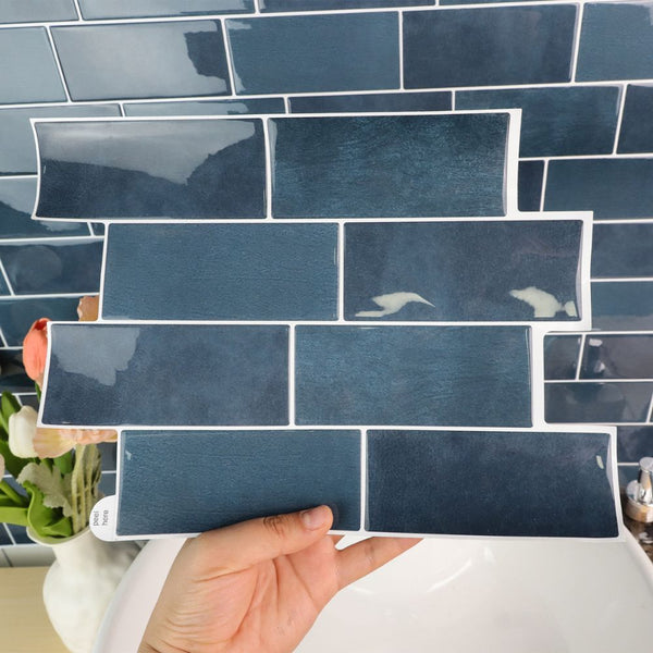 Navy Blue Peel and Stick Subway Tile - Vinyl Home