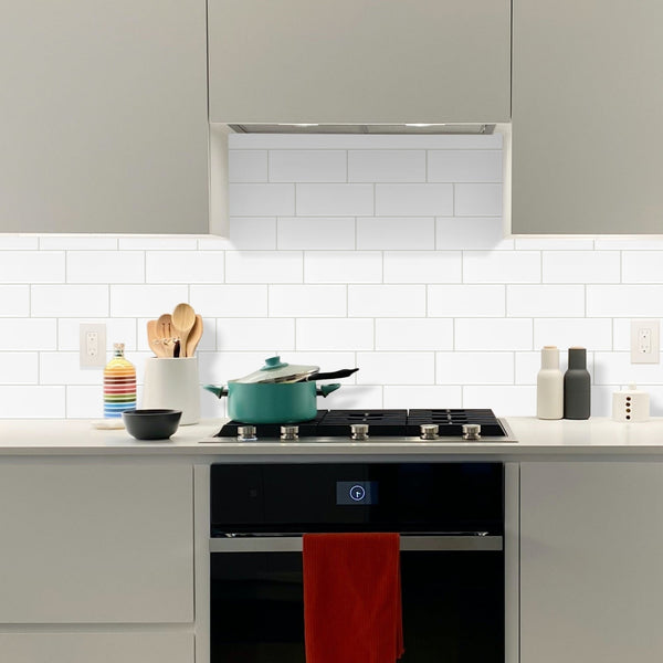 Peel & Stick Subway Vinyl Wall Tile | White with Grey Grout - Vinyl Home