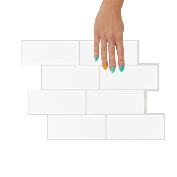 Peel & Stick Subway Vinyl Wall Tile | White with Grey Grout - Vinyl Home
